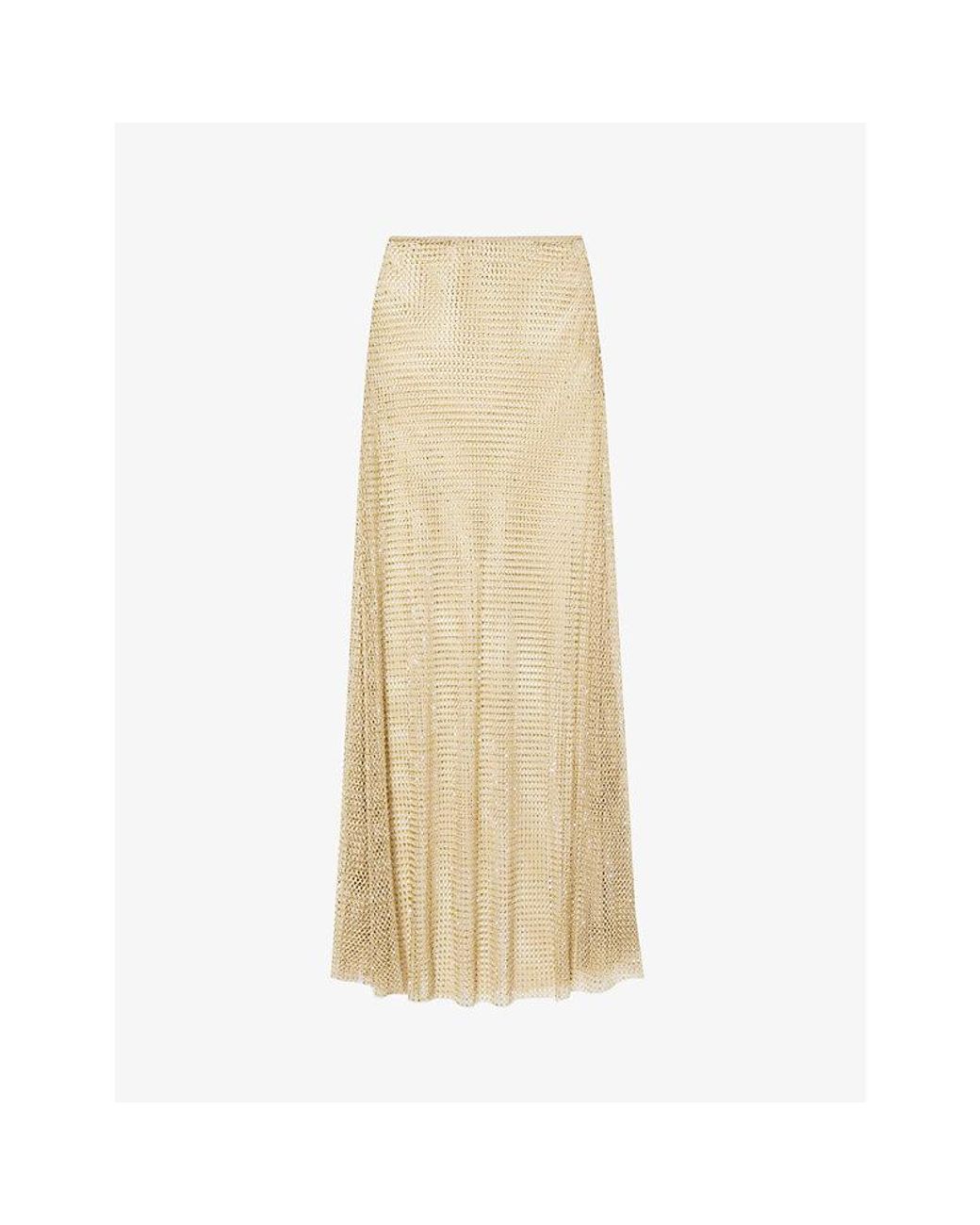 Self-Portrait Rhinestone-Embellished Fishnet-Texture Stretch-Woven Maxi ...