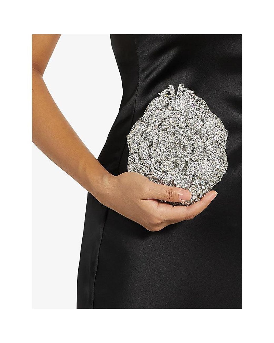 Dune Bling Diamante-Flower Metal Clutch in White | Lyst