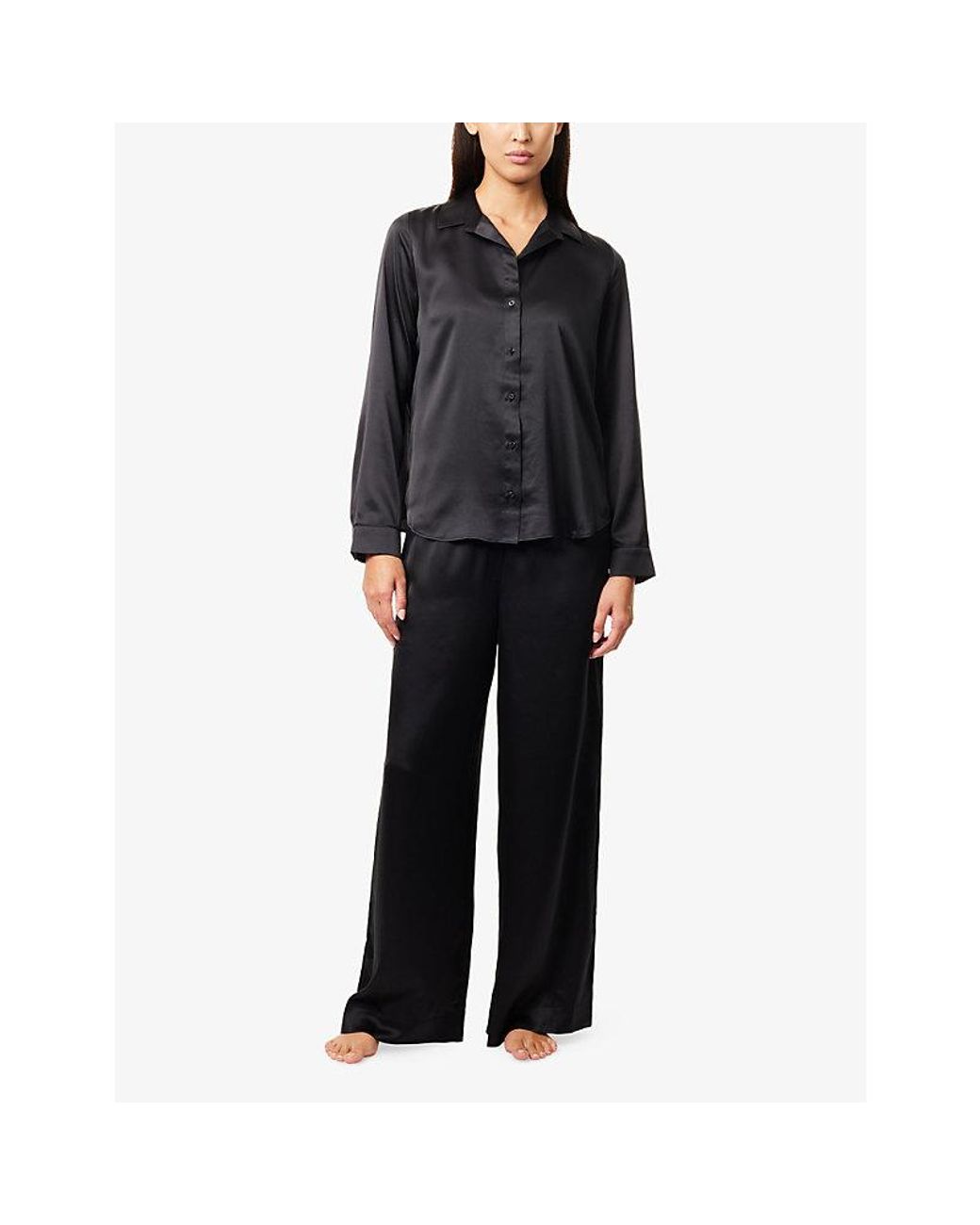 Calvin Klein Satin Sheen Pyjama Trousers in Black | Lyst