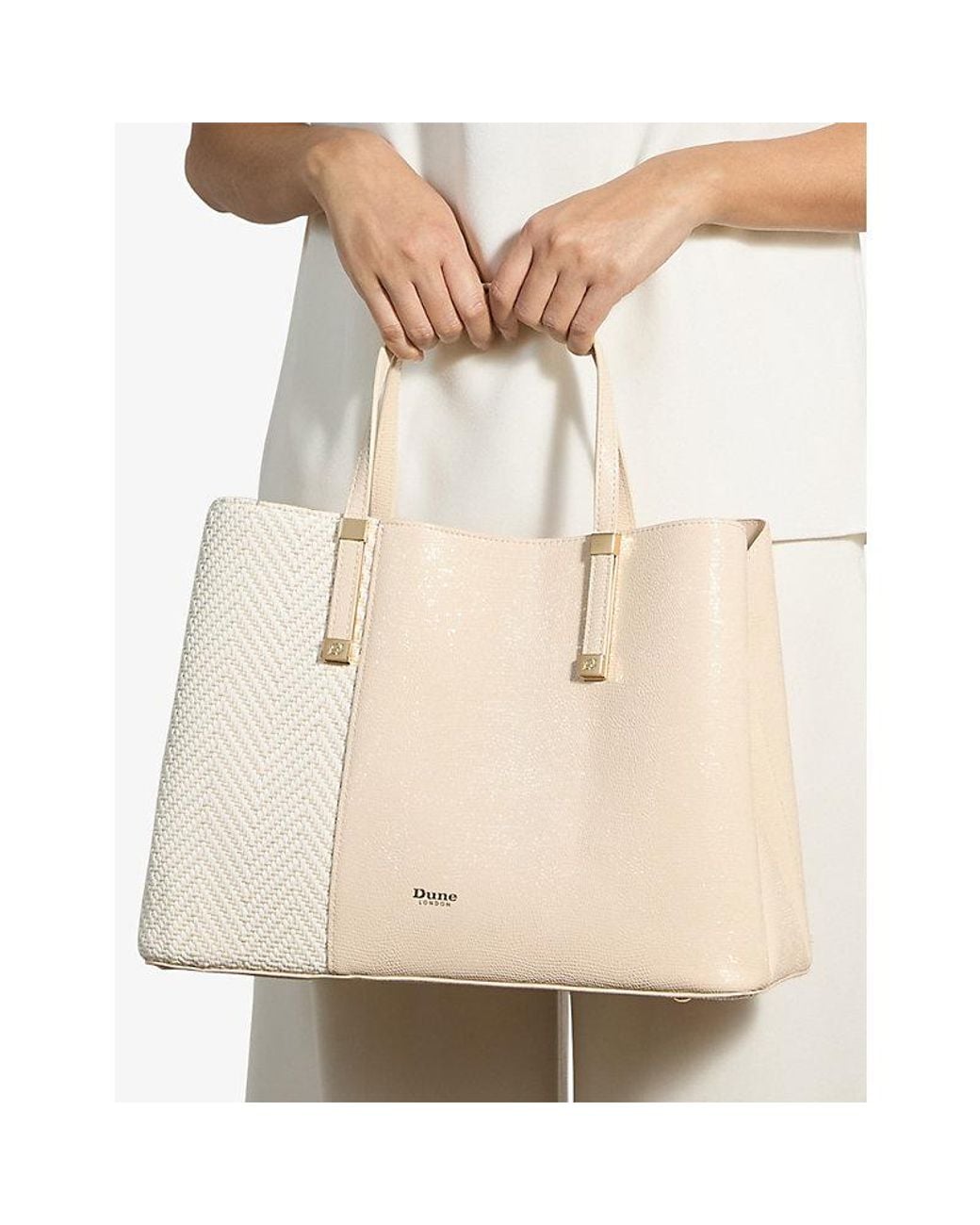 Dune Dorry Large Faux-Leather Tote Bag in Natural | Lyst