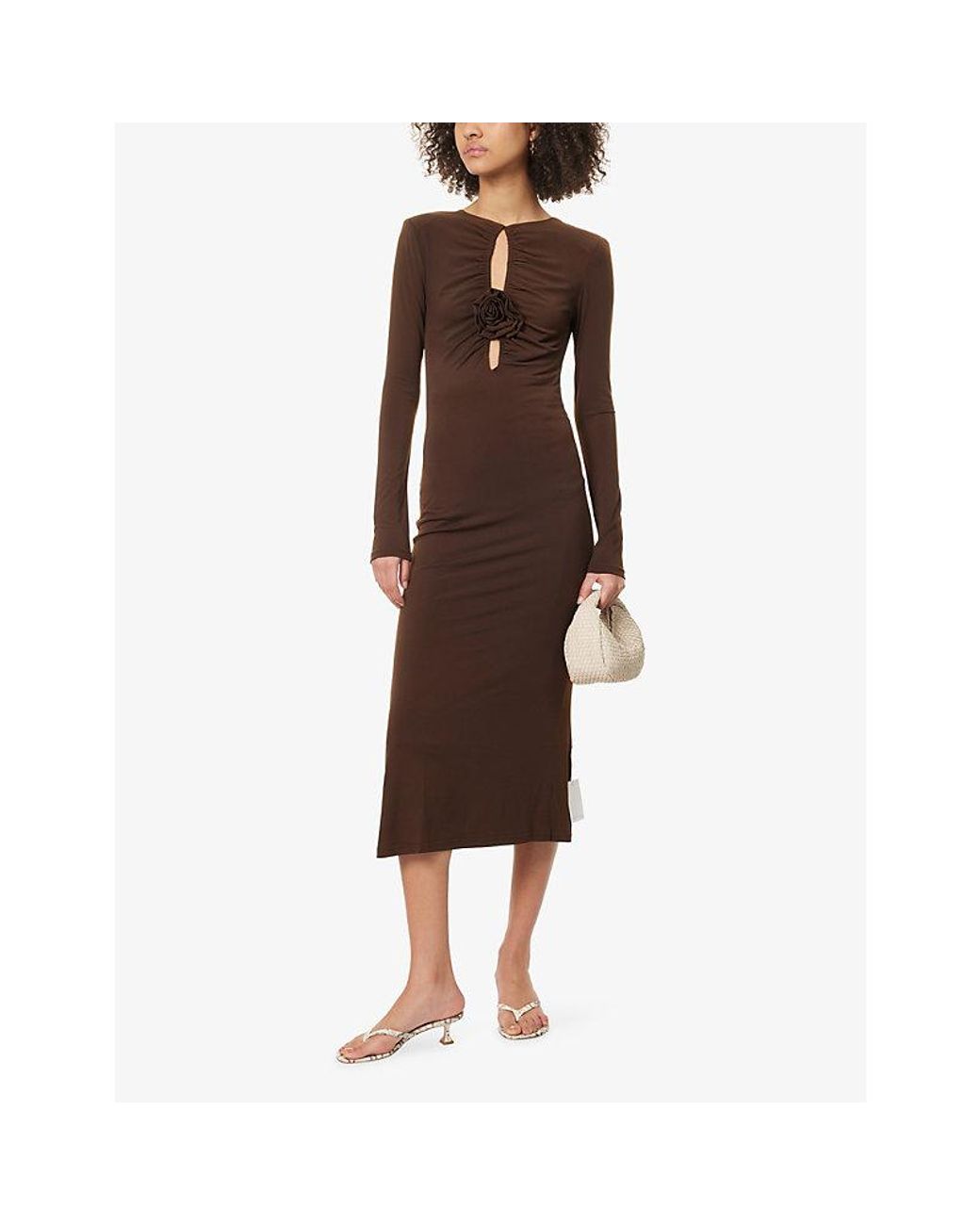 Pretty Lavish Ragan Corsage Long-Sleeves Stretch-Woven Maxi Dress in ...