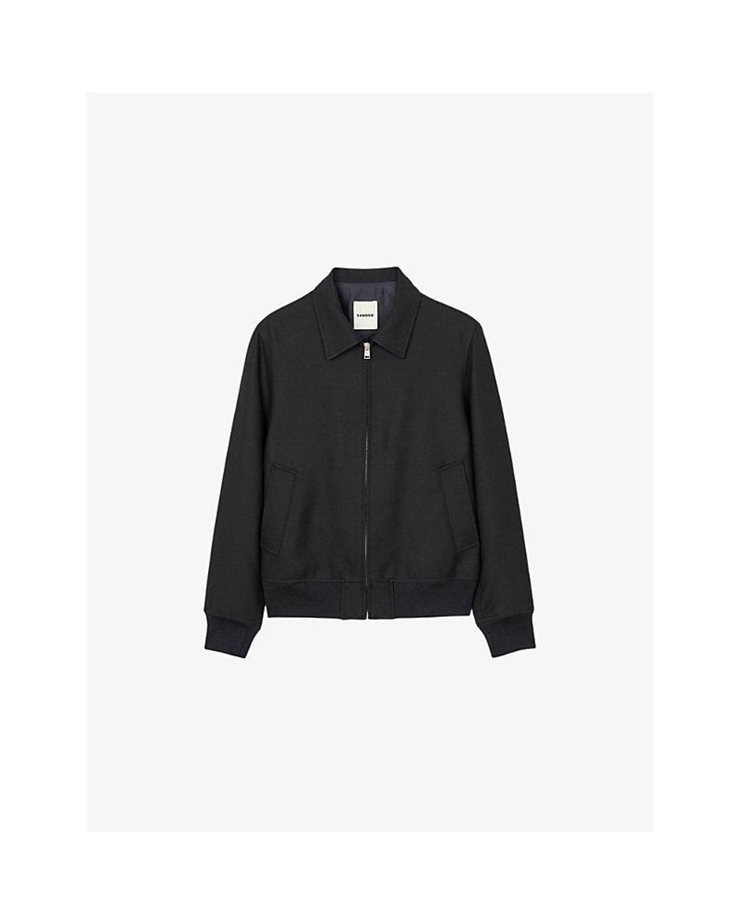 Sandro Collared Regular-Fit Woven Jacket in Black for Men | Lyst