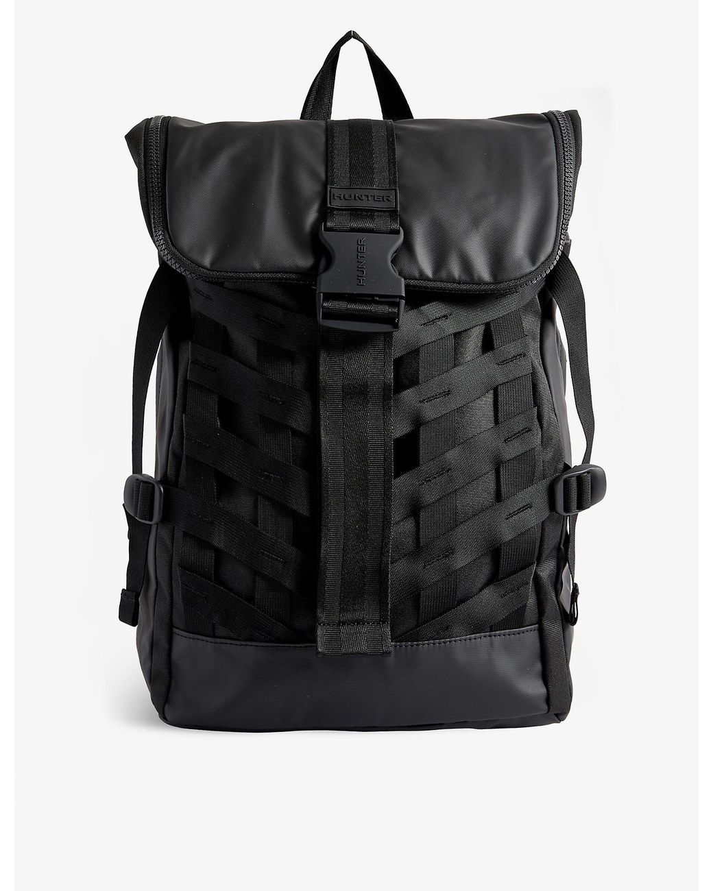 HUNTER Explorer Panelled Woven Backpack in Black | Lyst