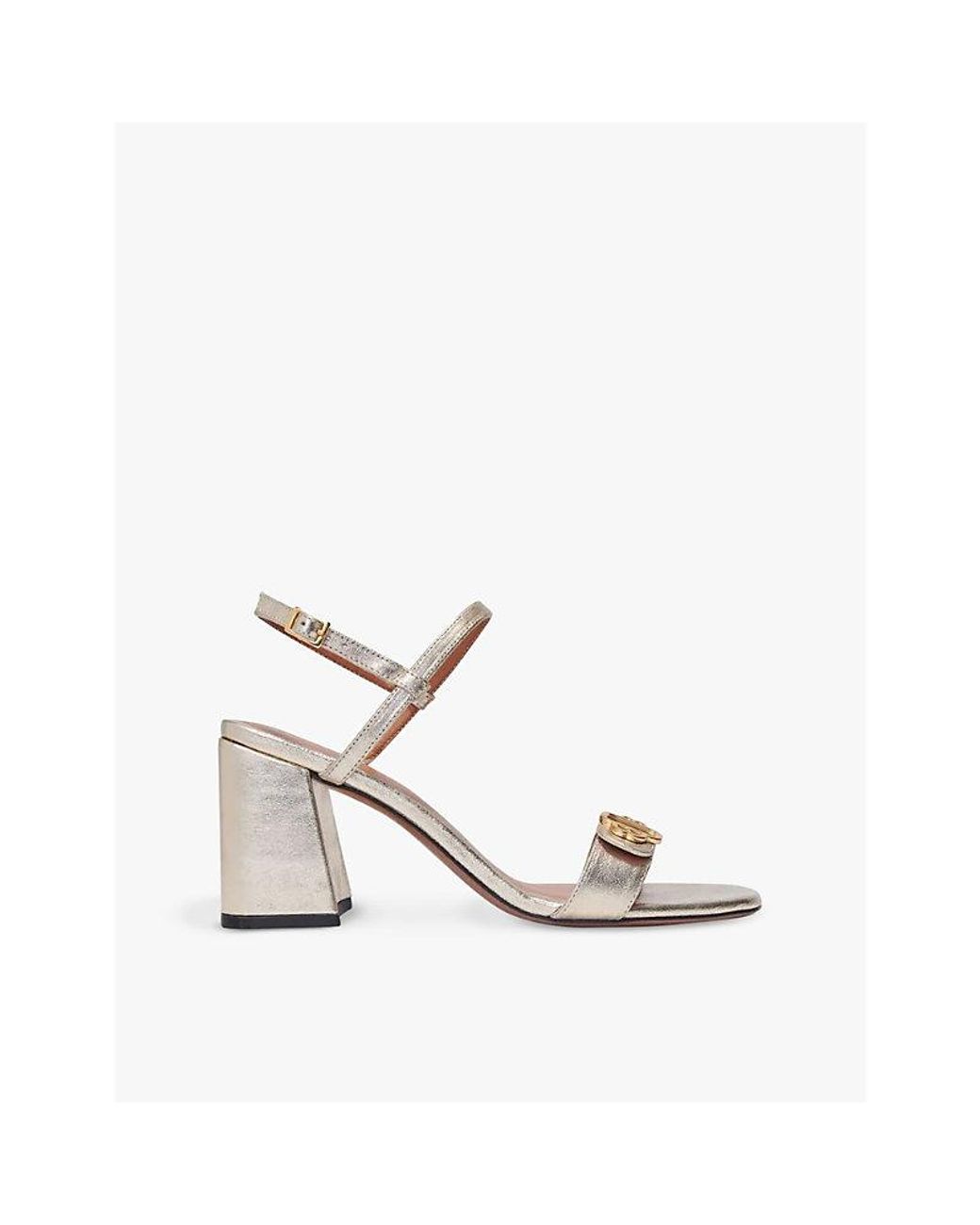 Maje Logo-Badge Block-Heel Leather Sandals in White | Lyst