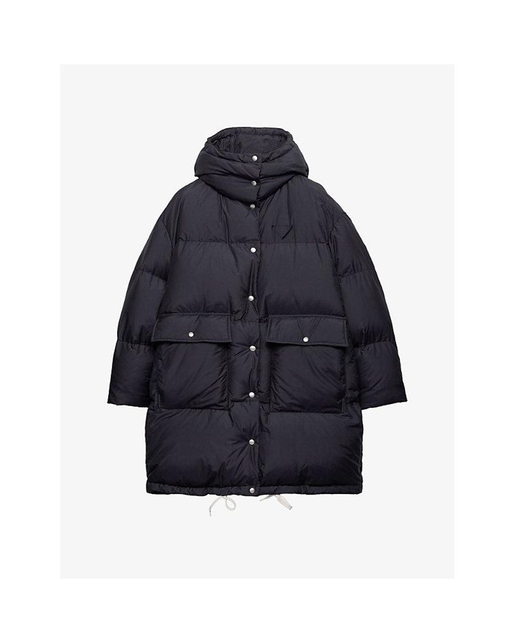 Prada Oversized Hooded Shell-Down Parka Coat in Blue | Lyst UK