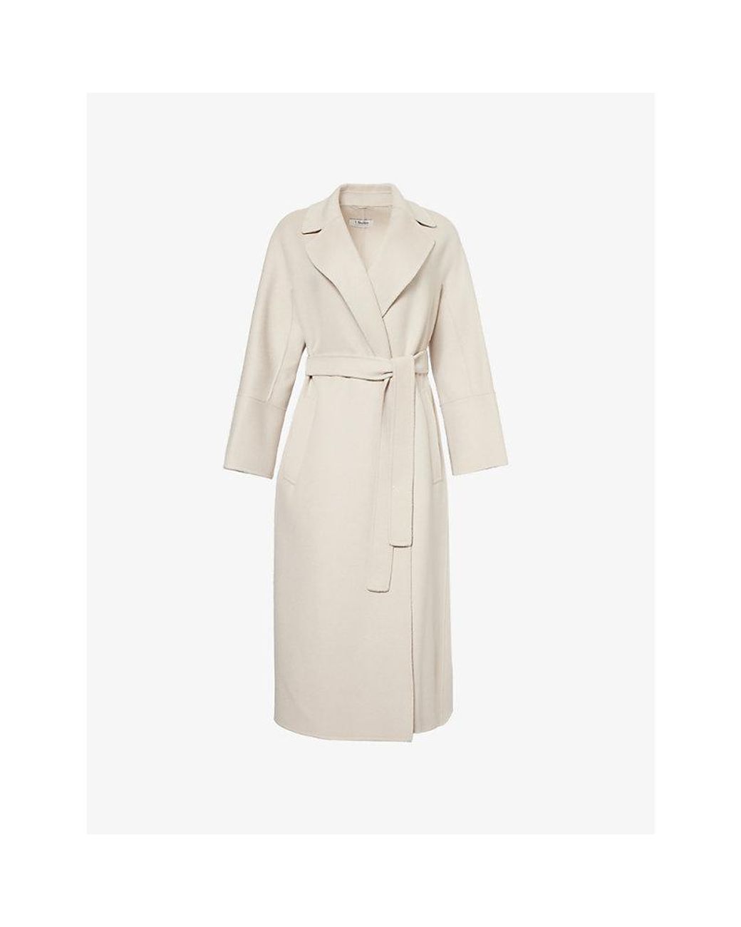 Max Mara Elisa Notched-Lapel Brushed Wool Coat in Natural | Lyst