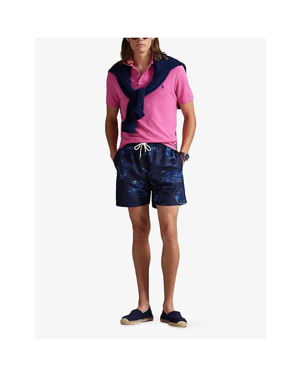 Polo Ralph Lauren Traveller Branded-Print Swimming Trunks in Blue for ...