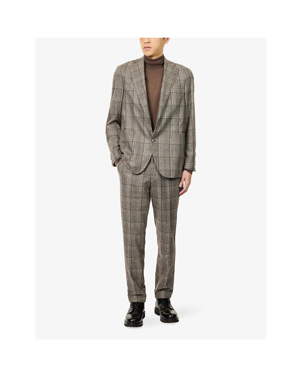 Oscar Jacobson Ferry Patch Checked Wool Blazer in Gray for Men | Lyst