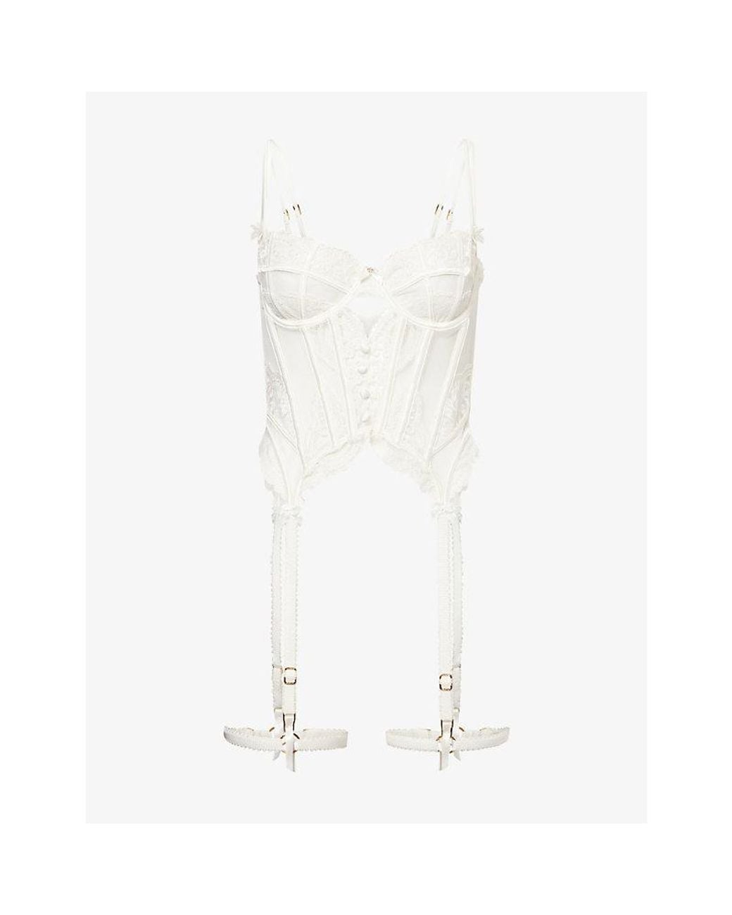 Lounge Underwear Bridal Elizabeth Lace Basque in White | Lyst