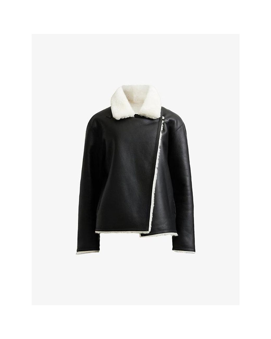AllSaints Stone Anita Reversible Shearling Jacket in Black | Lyst