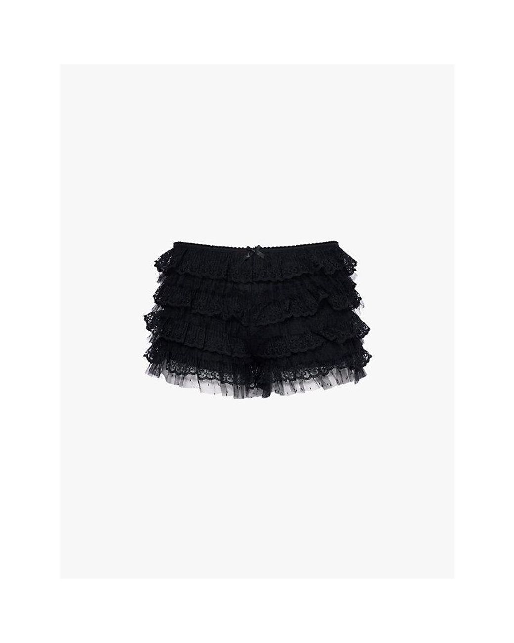 Jaded London Rhea Ruffle-Frill Lace Bloomer Shorts in Black | Lyst