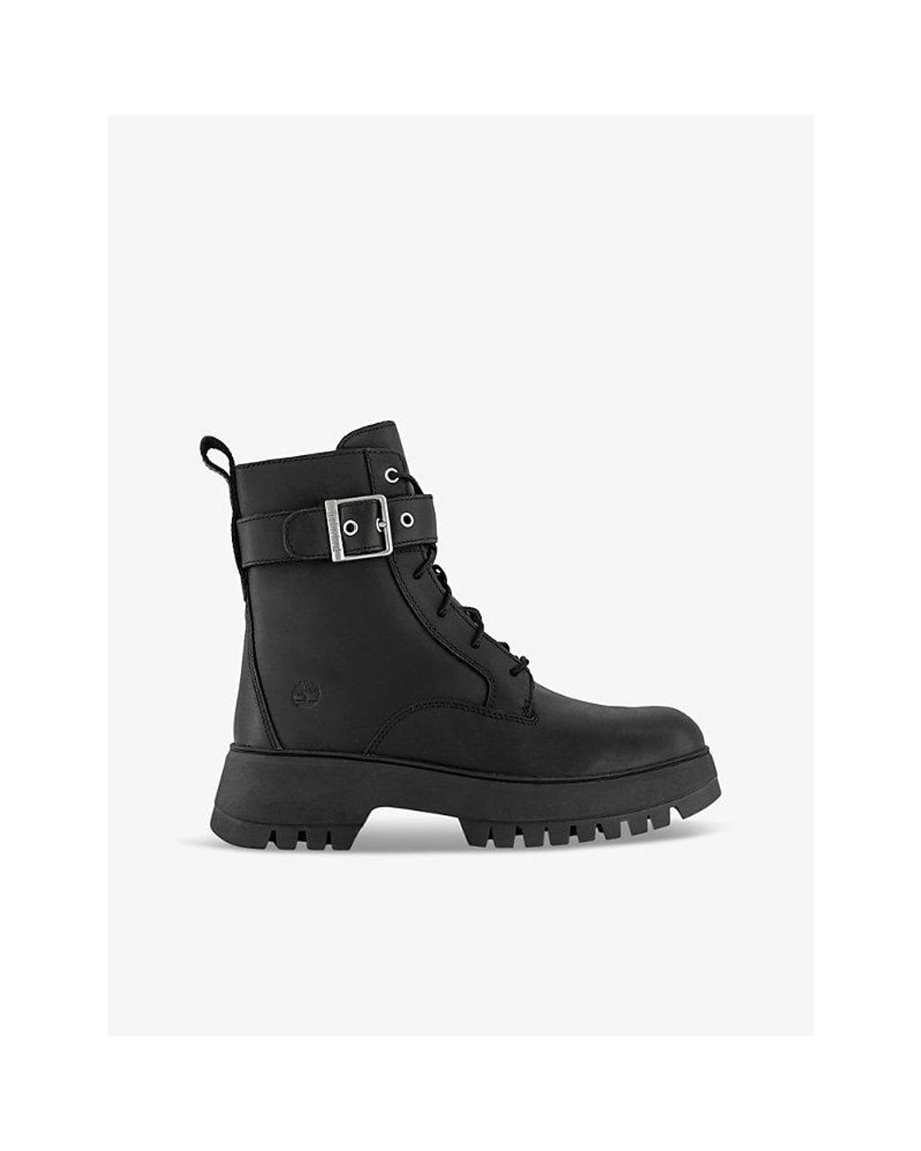 Timberland Cora Valley Buckle-Embellished Leather Ankle Boots in Black ...