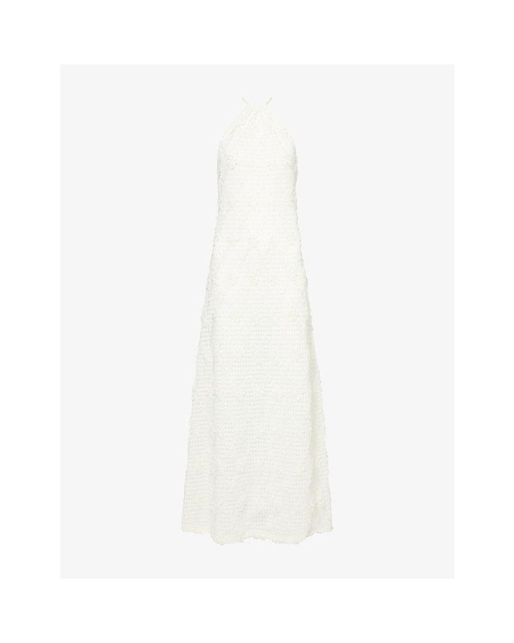 Amy Lynn Crochet Floral Woven Maxi Dress in White | Lyst