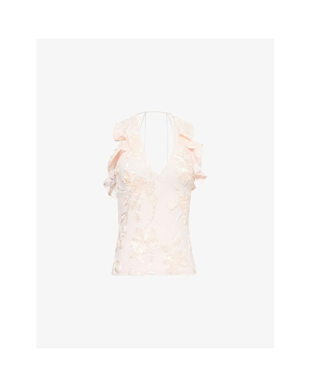 ROTATE BIRGER CHRISTENSEN 3D Floral-Embroidered Ruffle Stretch-Woven ...