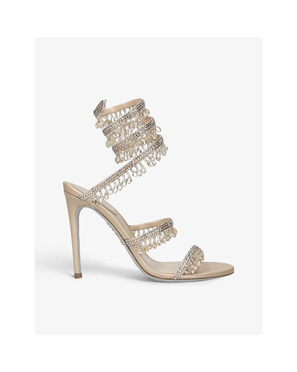 Rene Caovilla Chandelier 105 Crystal-Embellished Leather Heeled Courts ...