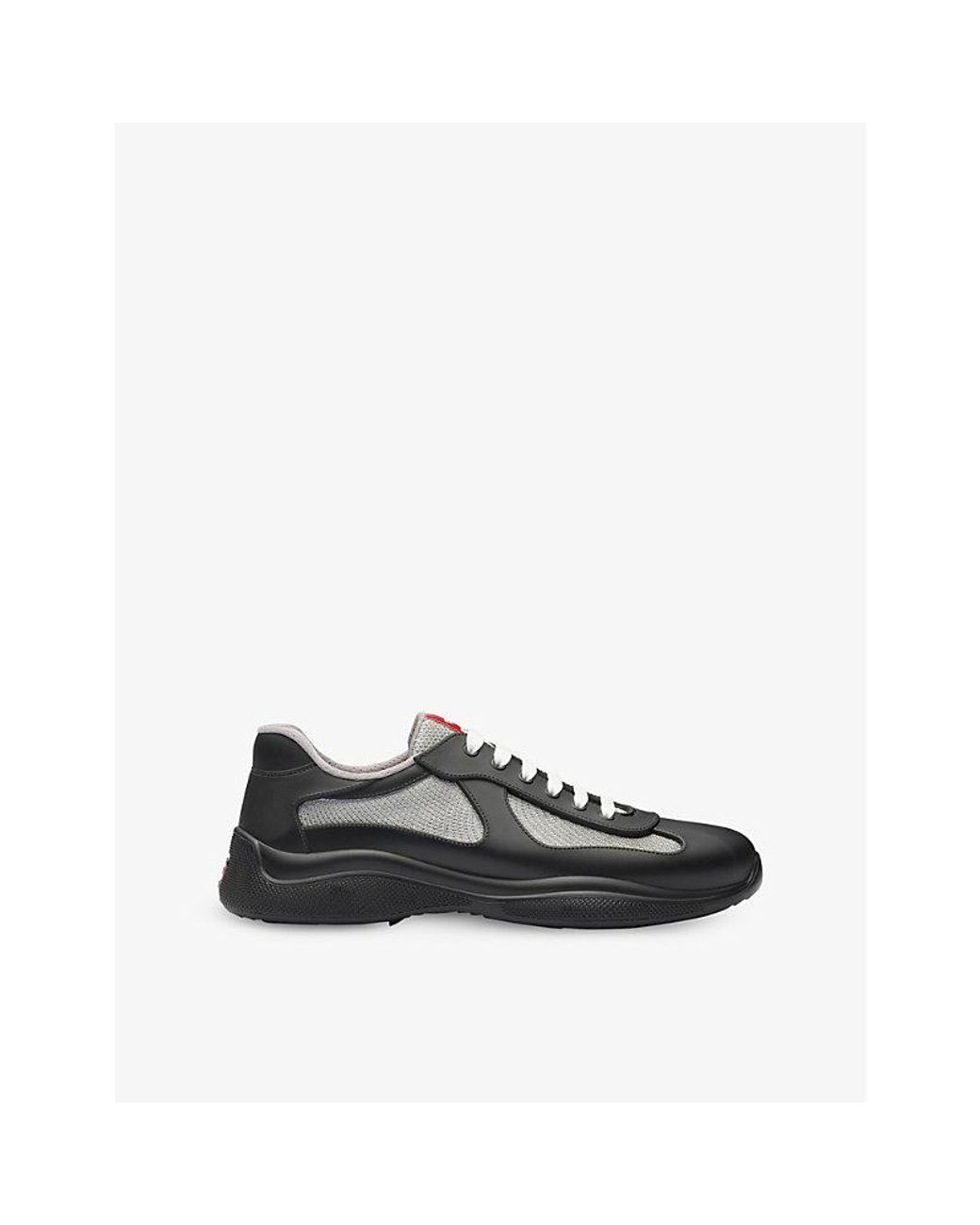 Prada America's Cup Original Leather And Mesh Trainers in Black for Men ...