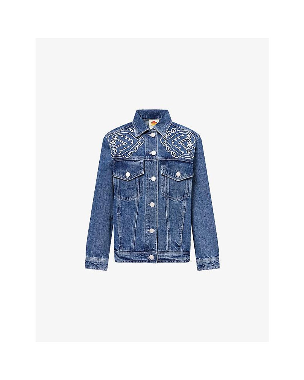 FARM Rio Cornely Embroidered Jacket in Blue | Lyst