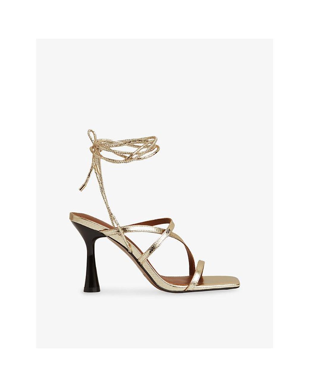 Reiss Rebecca Heeled Leather Sandals in Metallic | Lyst