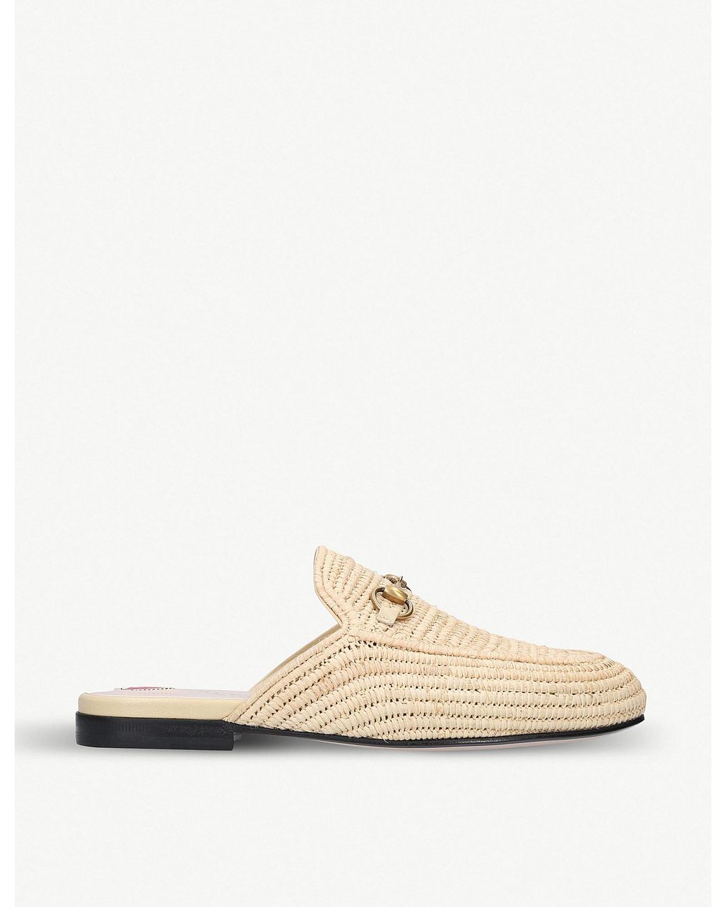 Gucci Princetown Raffia Slipper in Natural | Lyst