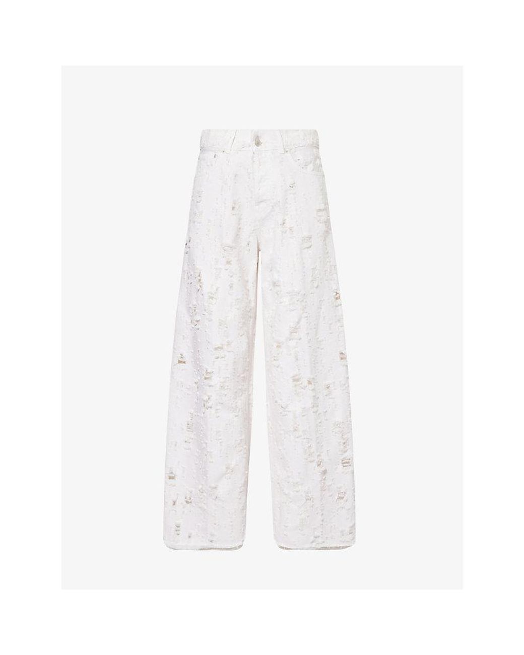 Haikure Bethany Bull Destroy Wide-Leg Denim Jeans in White | Lyst