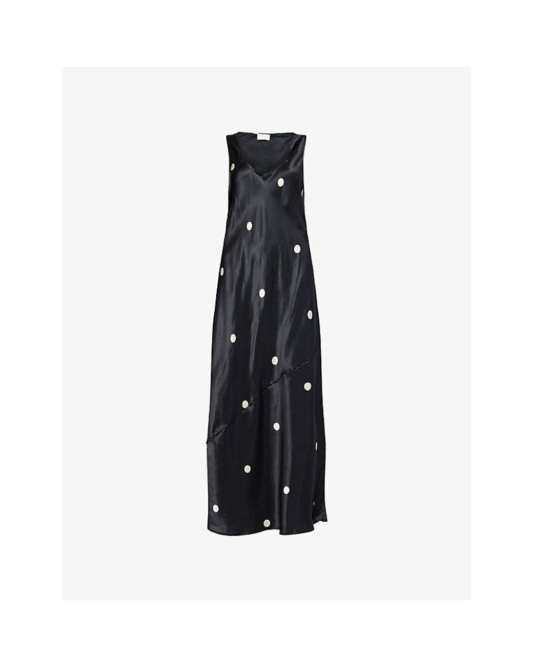 Dissh Laura Polka-Dot Silk Midi Dress in Black | Lyst