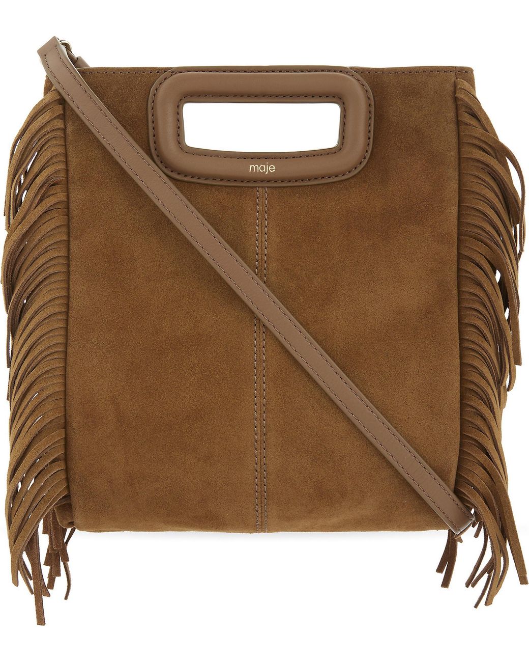 Maje M Suede Cross-body Bag in Camel (Natural) - Lyst