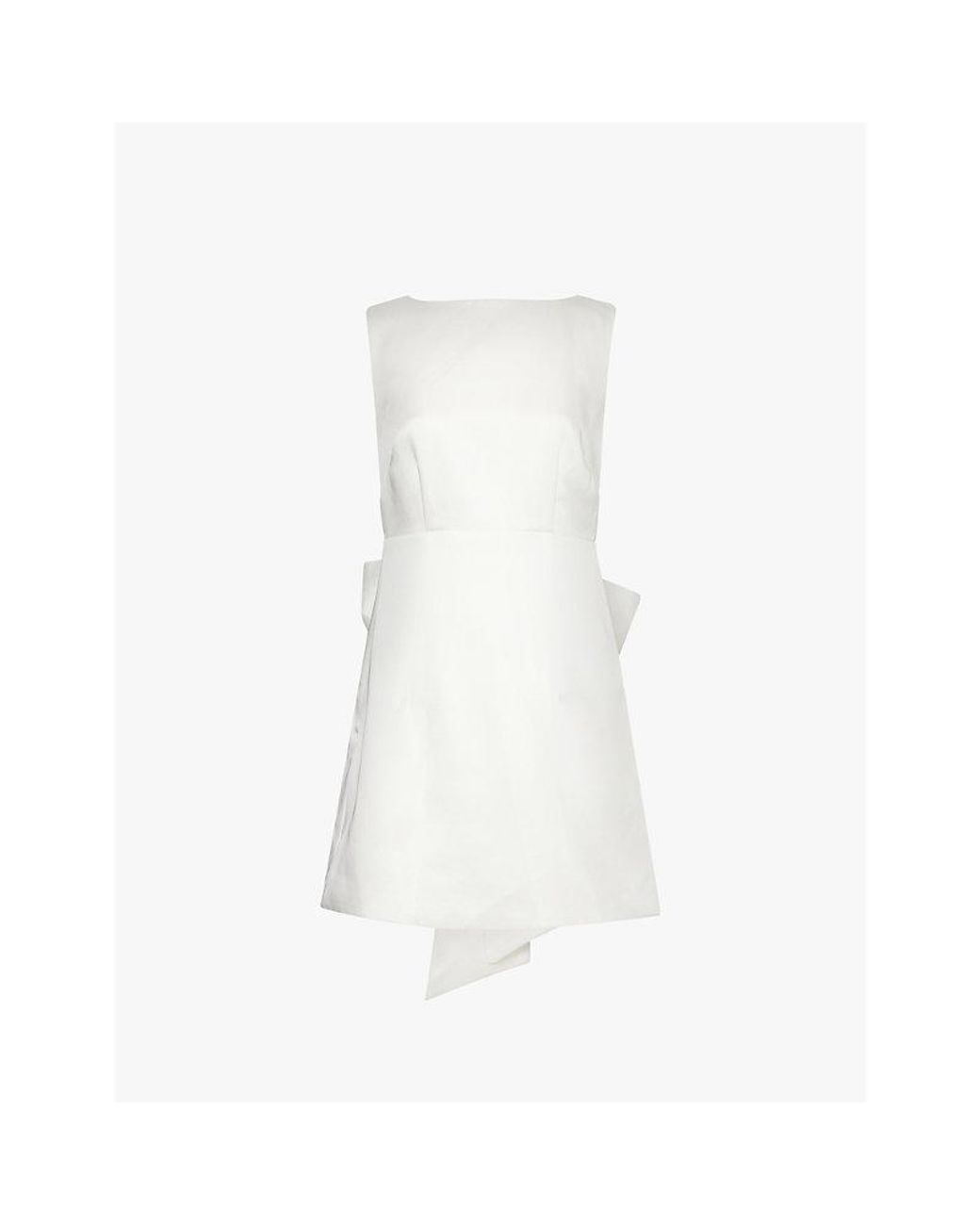 Six Stories Open-Back Bow-Sash Satin Mini Dress in White | Lyst