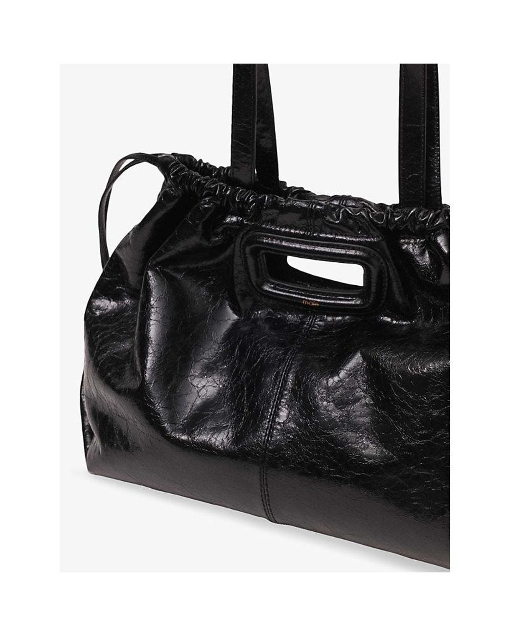 Maje Miss M Crackled-Leather Tote in Black | Lyst