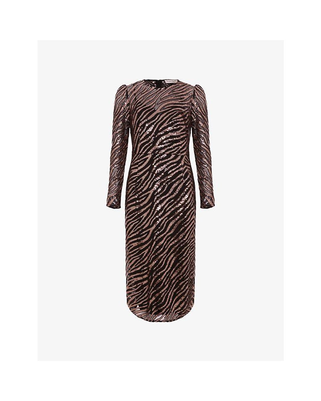 Phase Eight Kate Sequin-Pattern Woven Midi Dress in Brown | Lyst UK