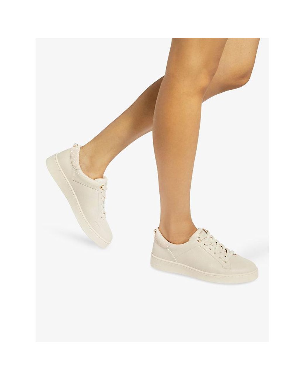 Dune Emba Faux-Leather Trainers in Natural | Lyst UK