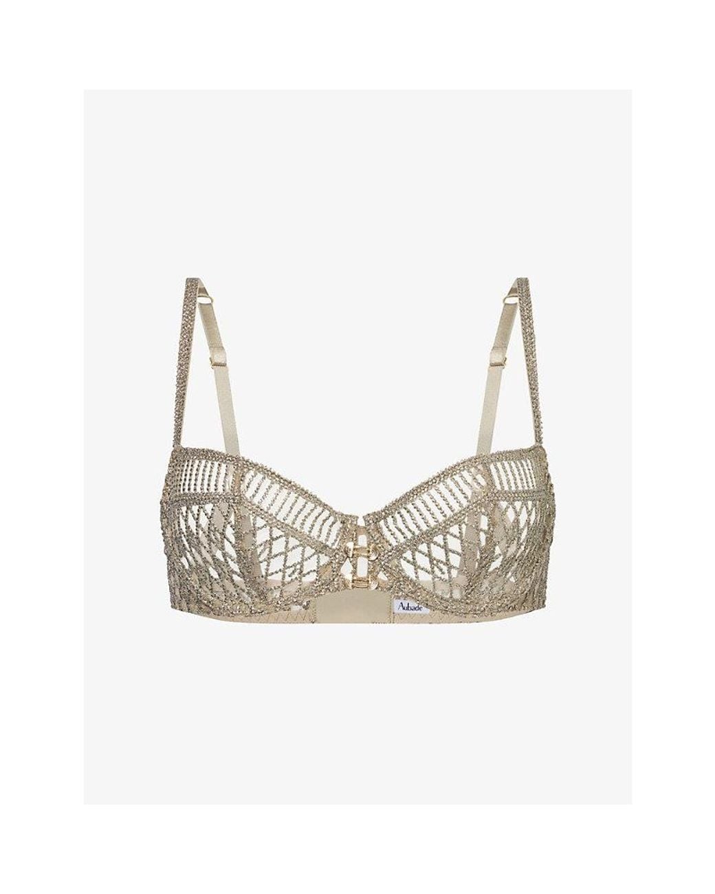 Aubade Stardust Half Cup Embroidered Bra in Natural | Lyst