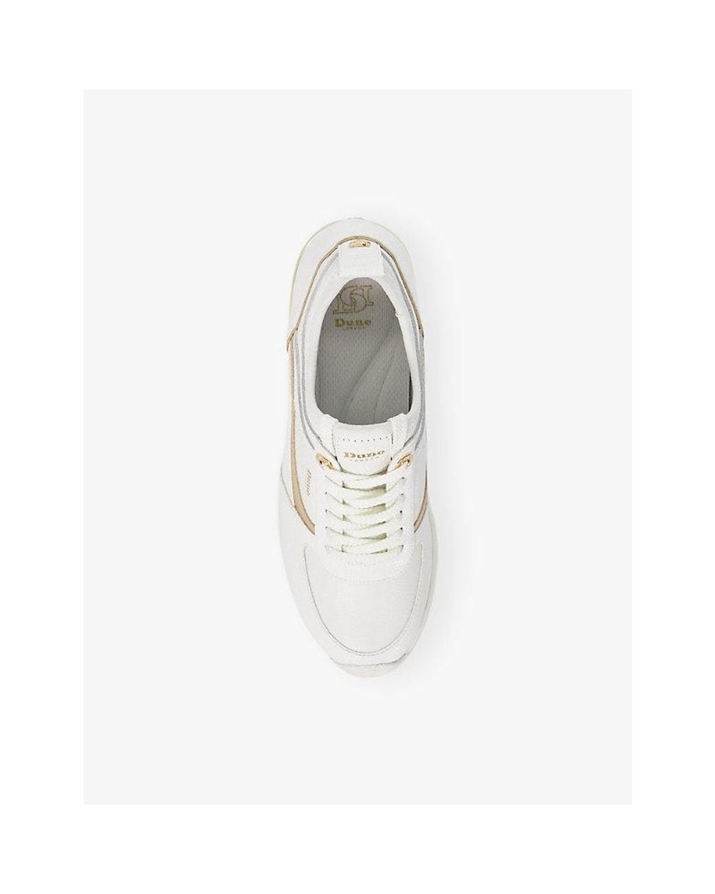 Dune Elarah Leather Wedge Trainers in White | Lyst