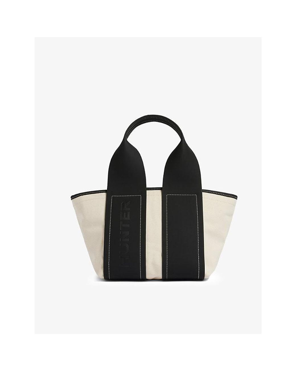 HUNTER Tural Contrast-stitch Cotton-canvas Tote Bag in Black | Lyst
