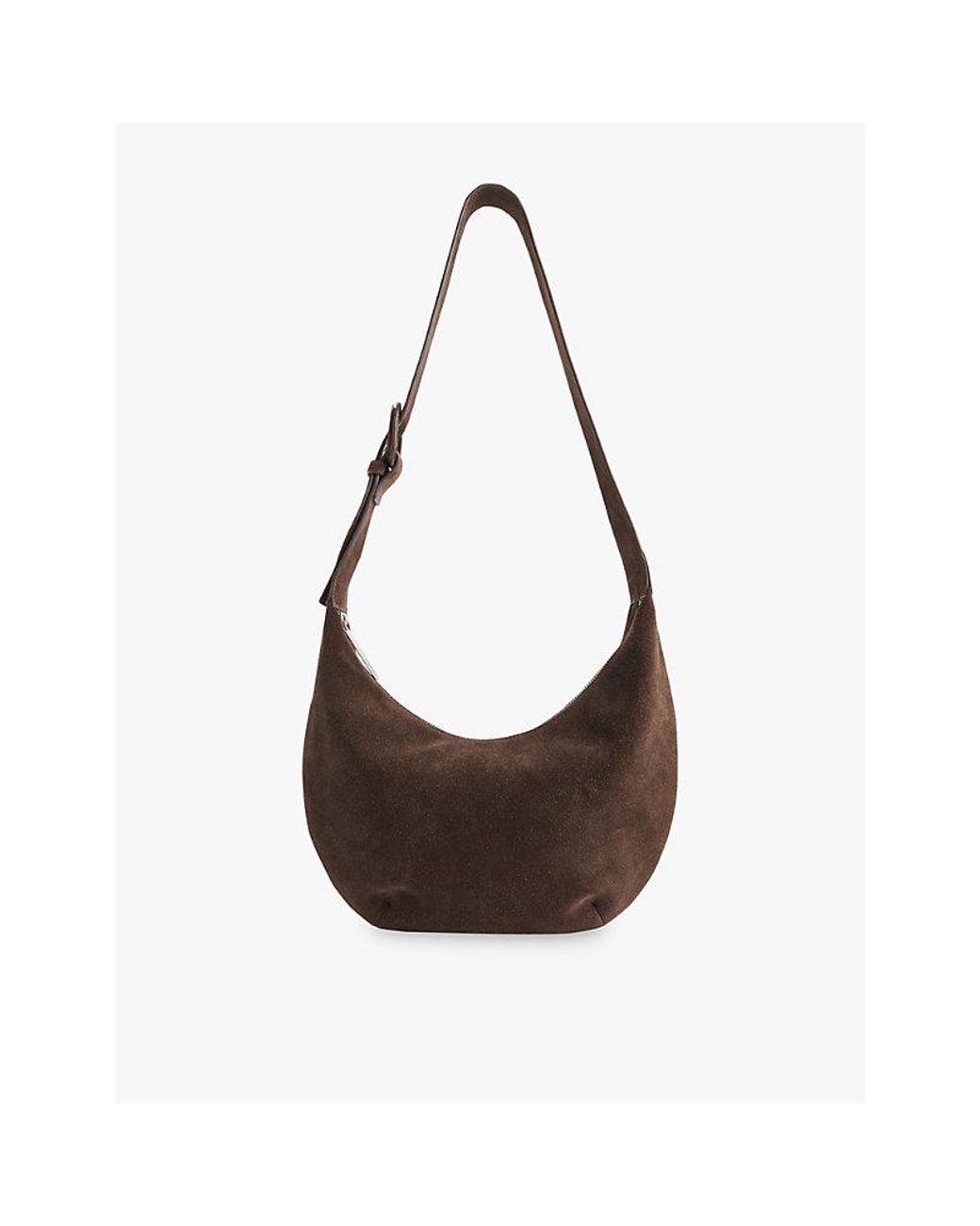 Whistles Sia Curved Suede Cross-Body Bag in Brown | Lyst