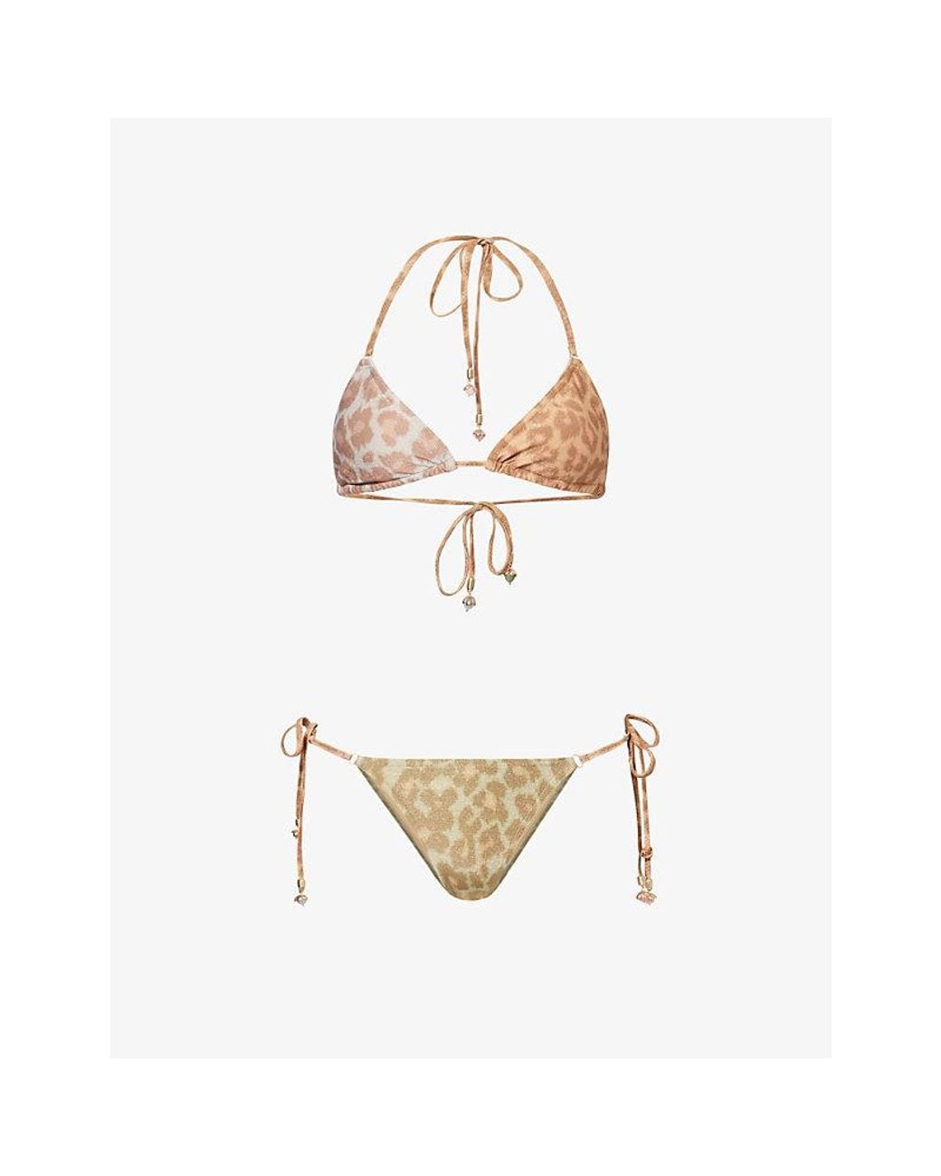 Zimmermann Awaken Metallic Triangle Bikini Set in White | Lyst