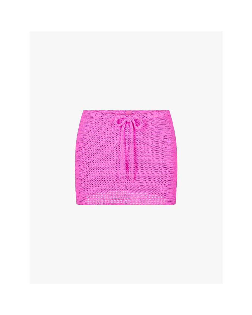 Skims Low Rise Recycled Stretch Nylon Crochet Mini Skirt In Pink Lyst