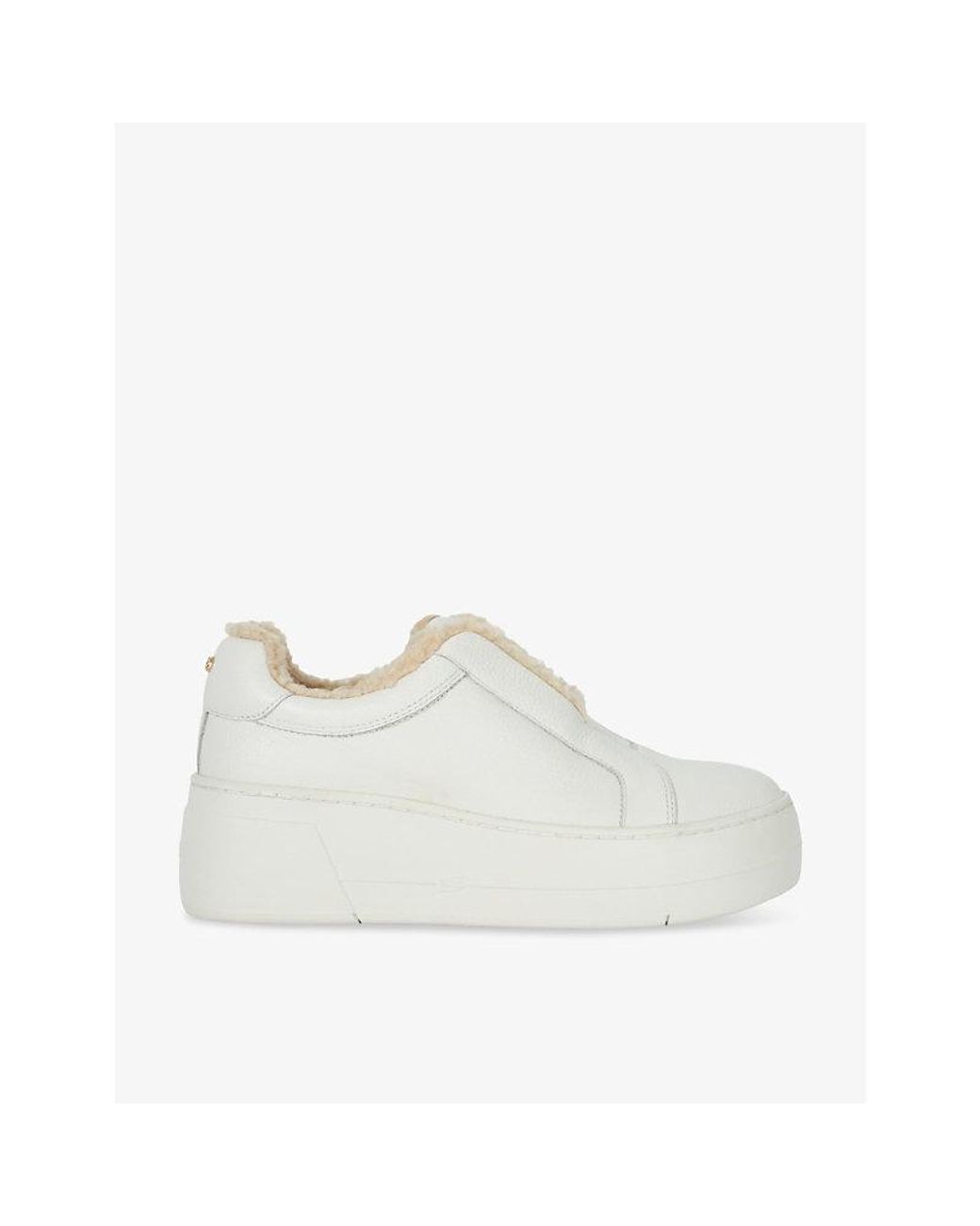 Dune Esthie Shearling-Lined Suede Slip-On Trainers in White | Lyst