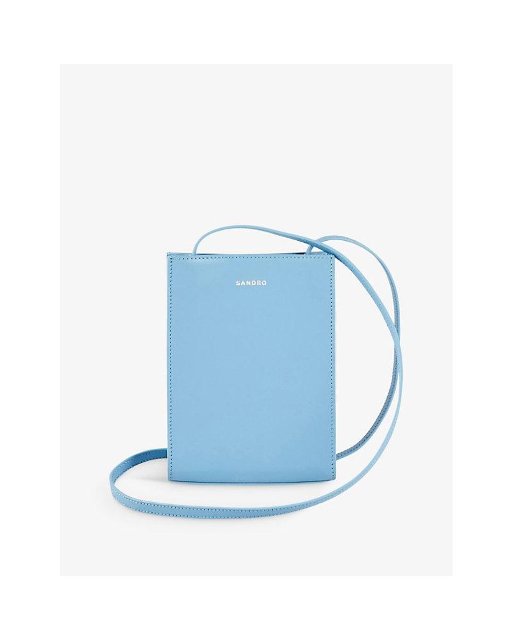 Sandro Ideal Logo-embossed Leather Cross-body Bag in Blue for Men | Lyst