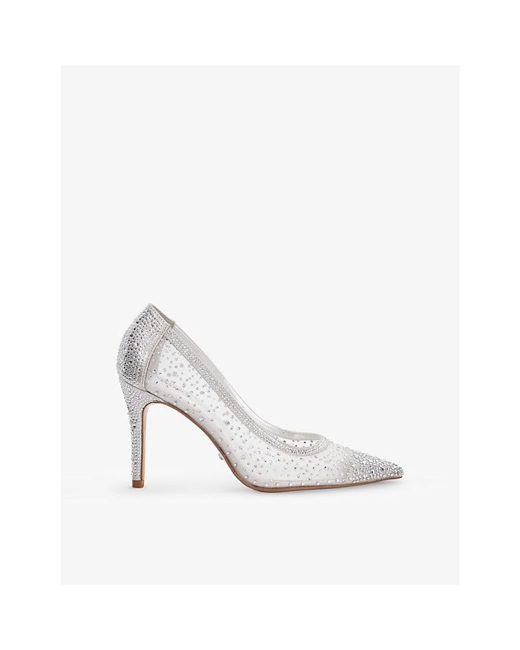 Dune Brightest Diamanté Mesh Court Heels in White | Lyst