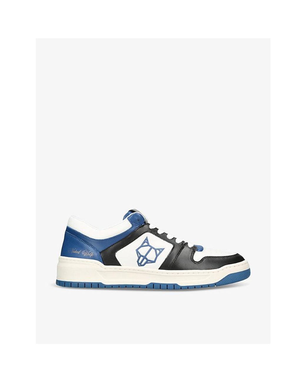 Naked Wolfe White/vy Cm-01 Branded Leather Low-top Trainers in Blue for ...