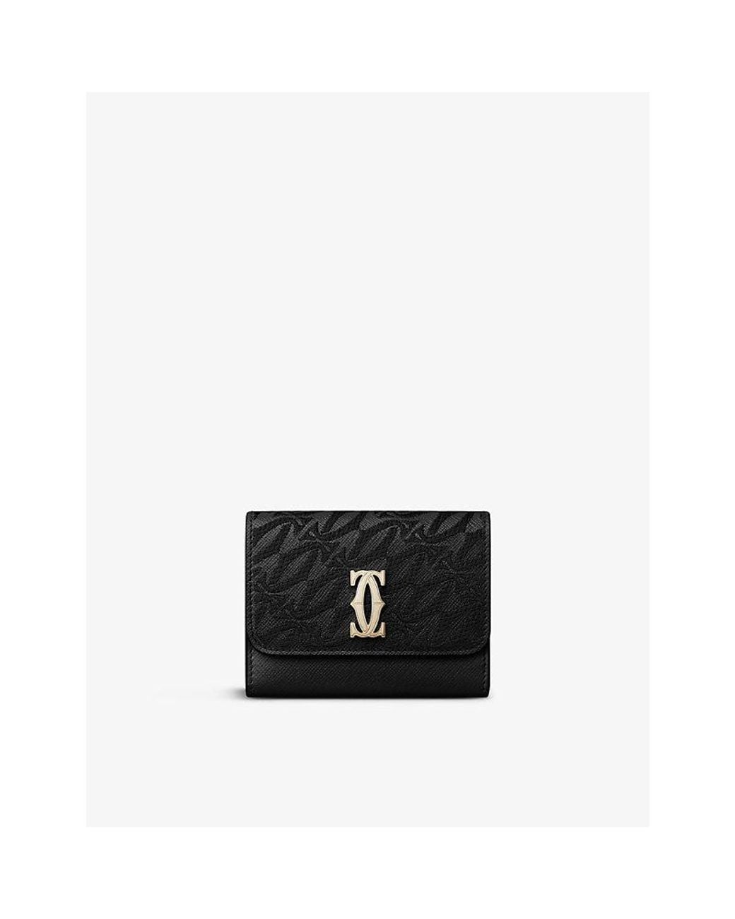 Cartier C De Mini Leather Wallet in Black | Lyst UK