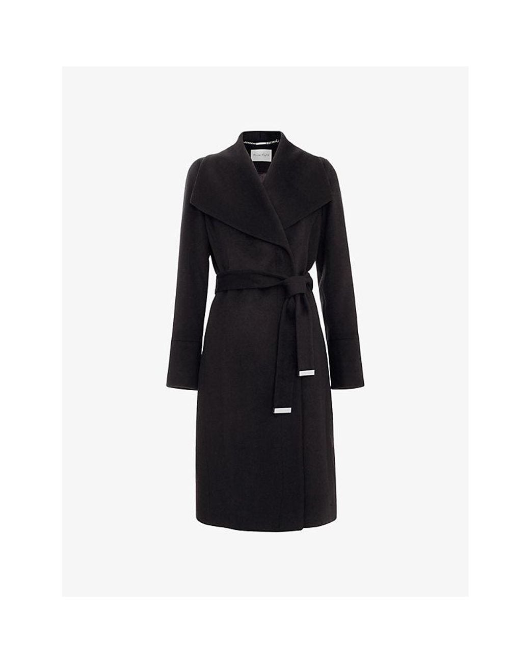 Phase Eight Nicci Belted-Waist Wool-Blend Coat in Black | Lyst