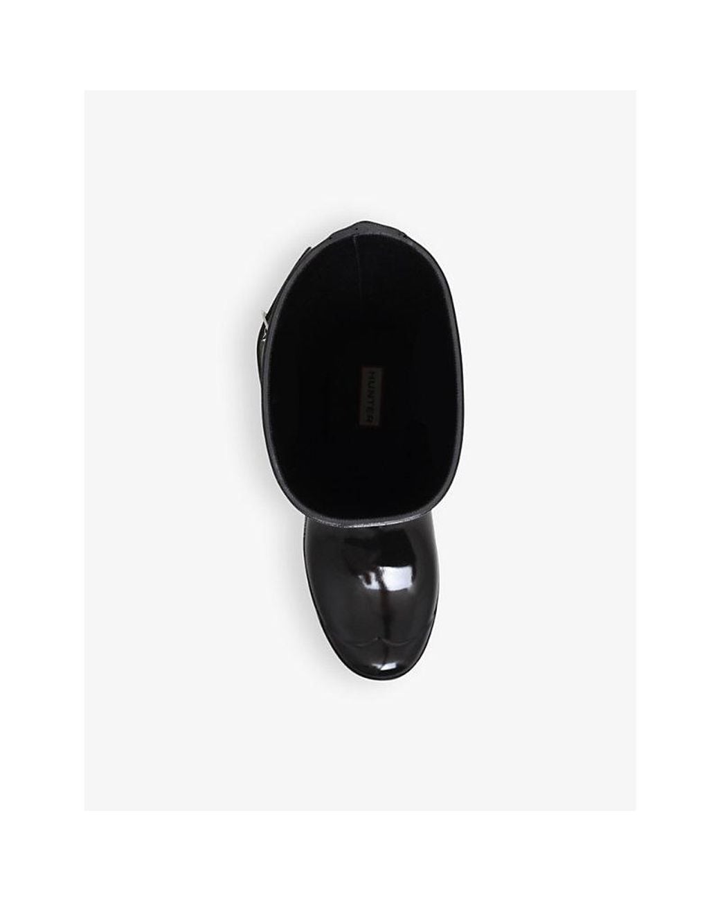HUNTER Original Short Gloss Rubber Wellington Boots in Black | Lyst