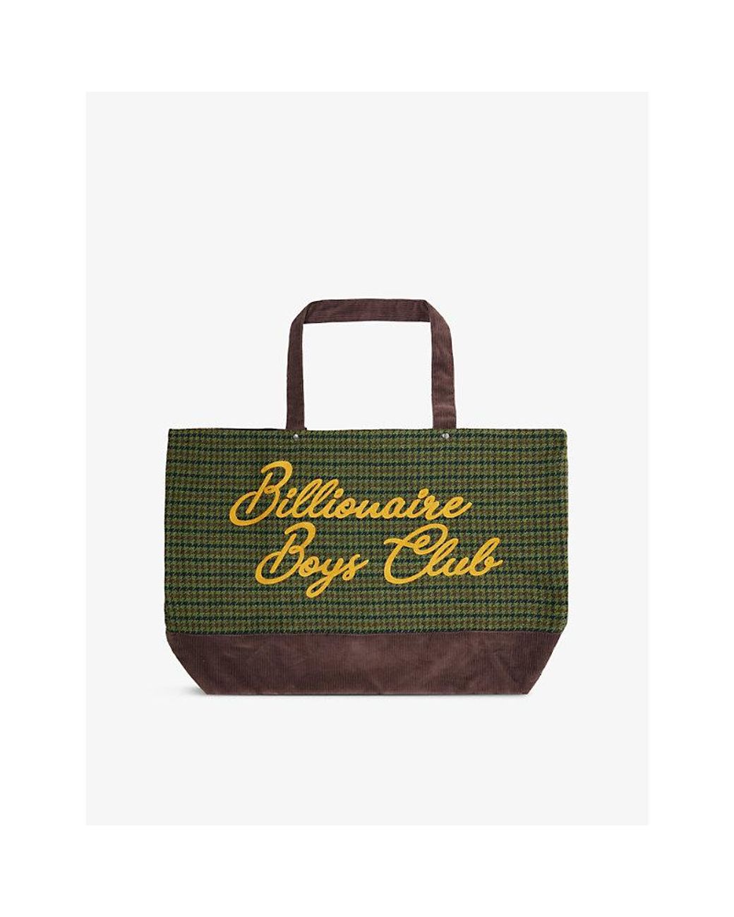 BBCICECREAM Script Logo-Embroidered Check Wool-Blend Tote in Green for ...
