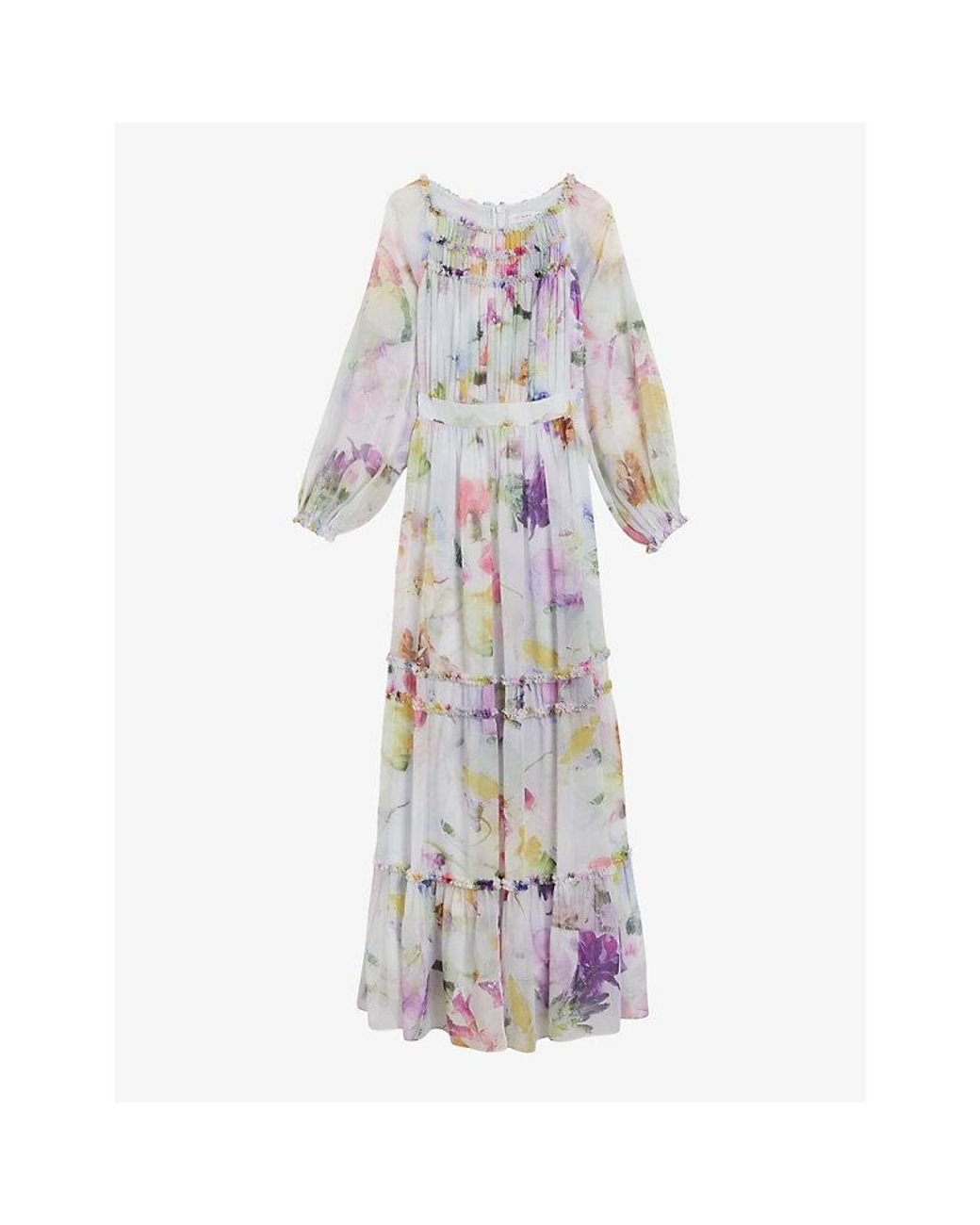 Ted Baker Bellas Floral-print Chiffon Maxi Dress in White | Lyst