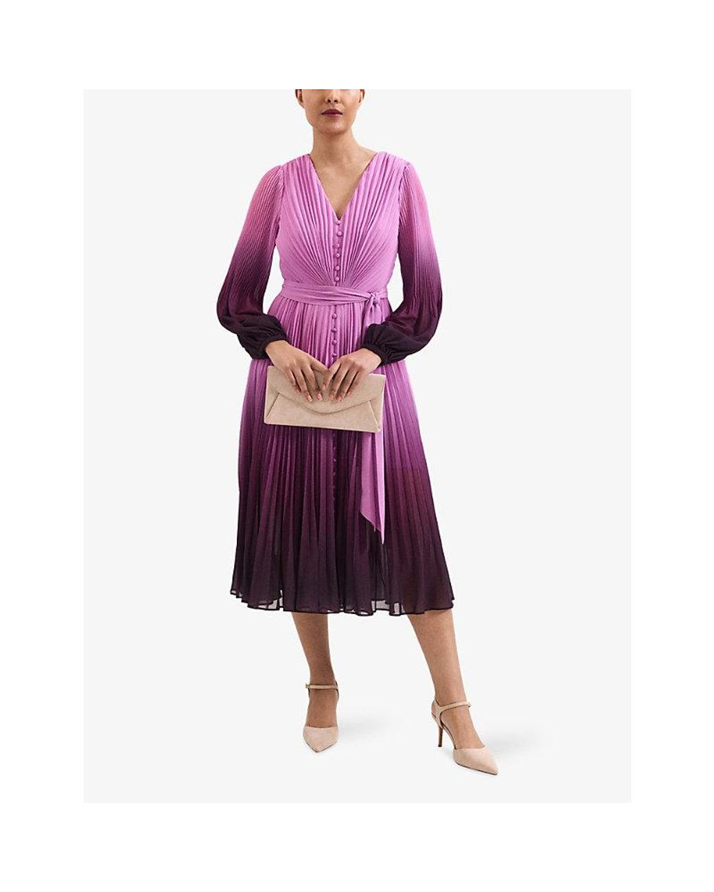 Phase Eight Mira Petite Ombre Printed Woven Midi Dress in Purple | Lyst