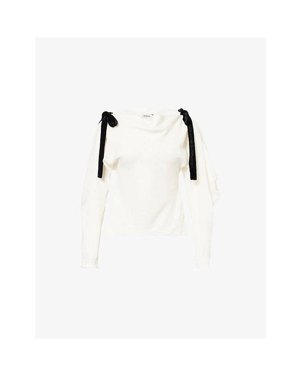 Jonathan Simkhai Marlee Bow-Embellished Woven Top in White | Lyst UK