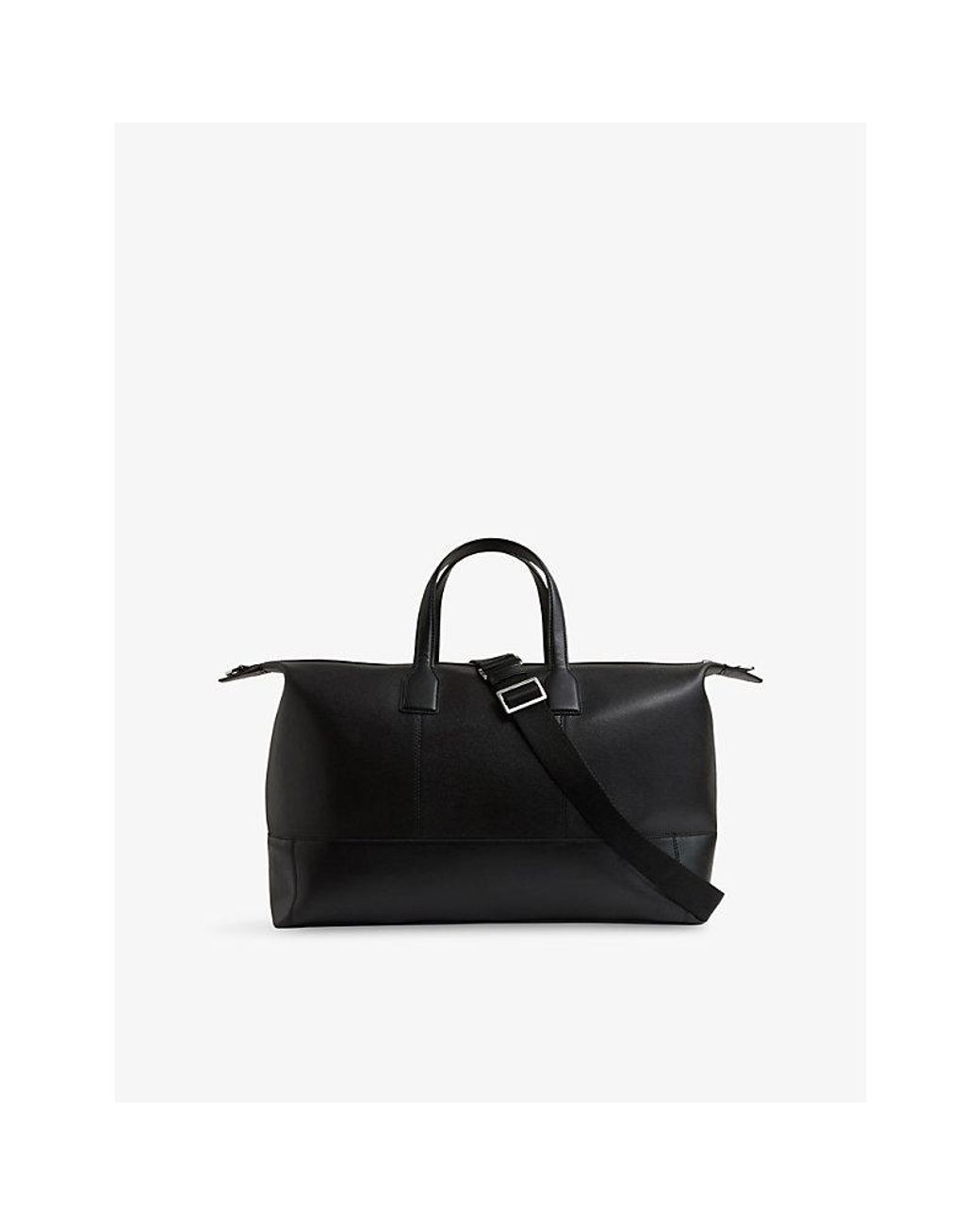 Reiss Casey Logo-Embossed Leather Holdall in Black for Men | Lyst