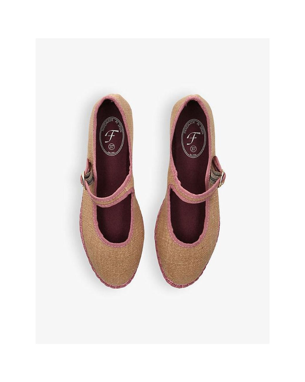 Flabelus Dora Single-Strap Linen Mary Jane Flats in Pink | Lyst