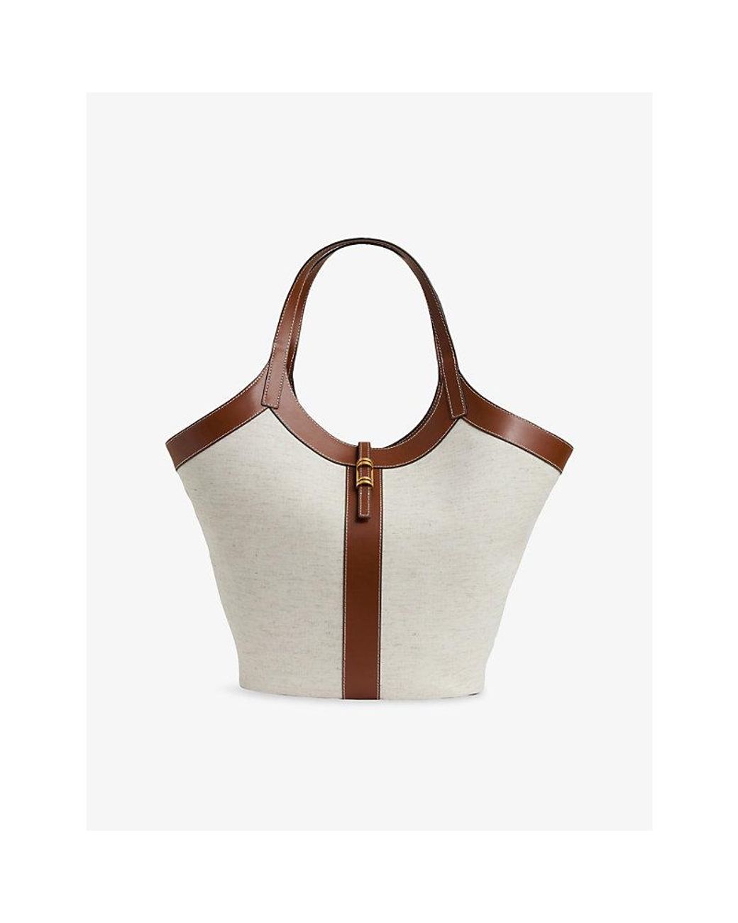 Reiss Lyra Leather And Canvas Tote Bag in Brown | Lyst